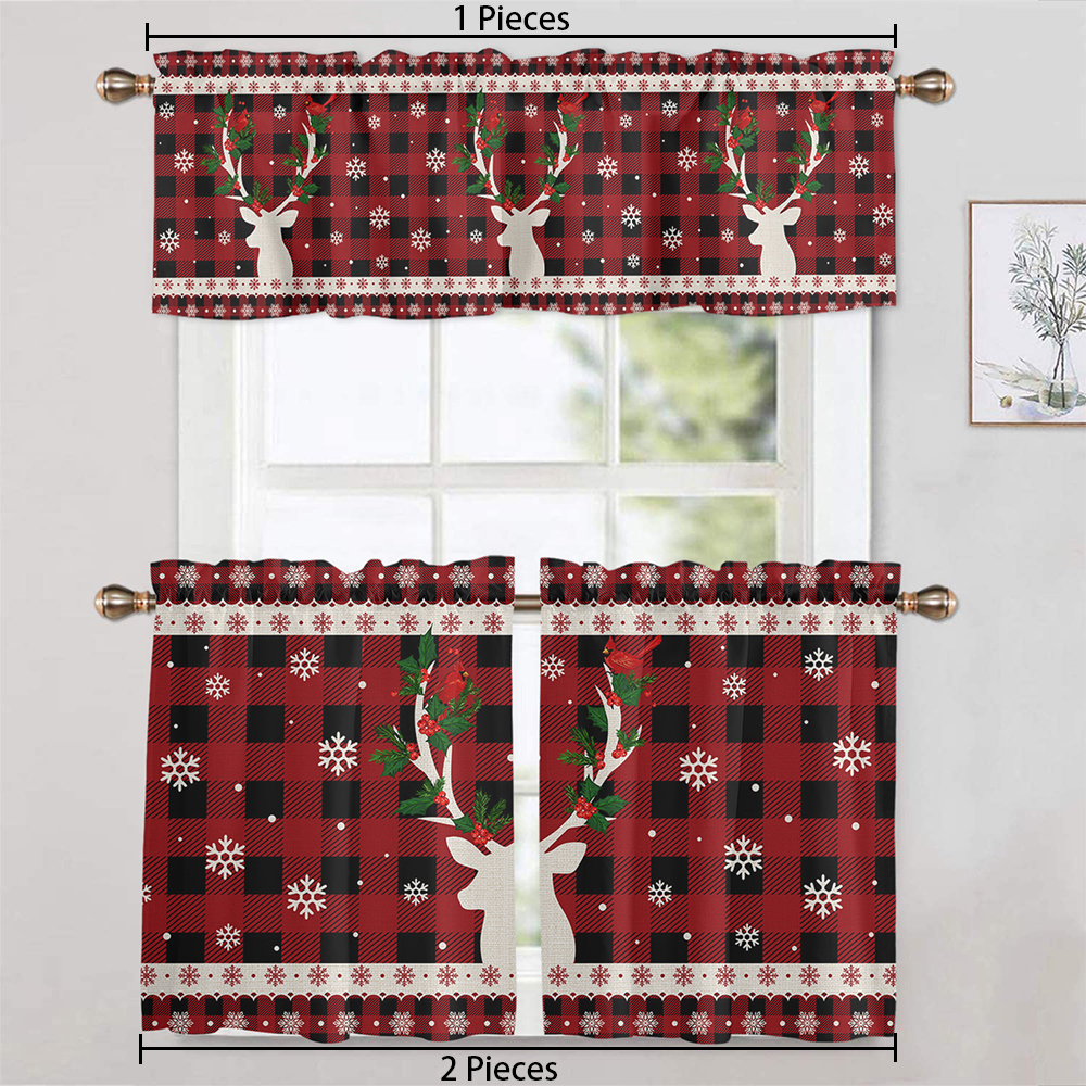 Fashnice Rod Pocket Cafe Tier Christmas Kitchen Valance Scarf Xmas ...