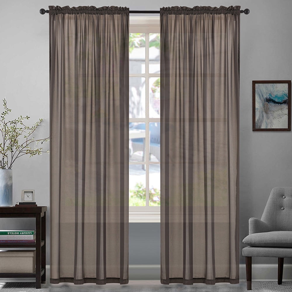Fashnice Solid Window Curtain Treatments Linen Textured Curtains Light ...