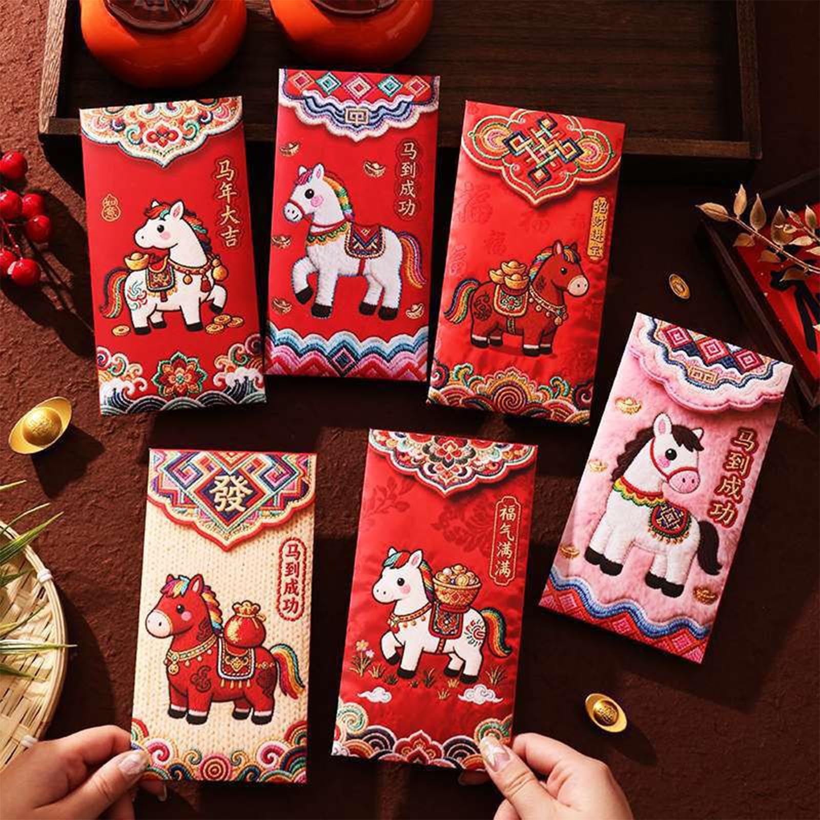 Fasiaou 1 Counts 2026 Horse Year Red Envelopes Lucky Money Packets with ...