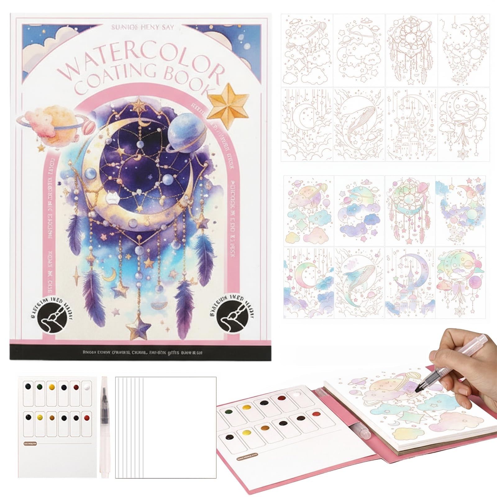 Fasiaou 1 Counts Breathly Stress Relief Watercolor Painting Kit for ...