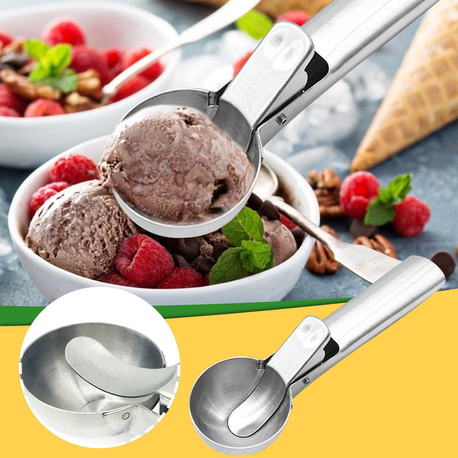 Fasiaou 1 Counts Stainless Steel Ice Cream Scoop with Release Button ...
