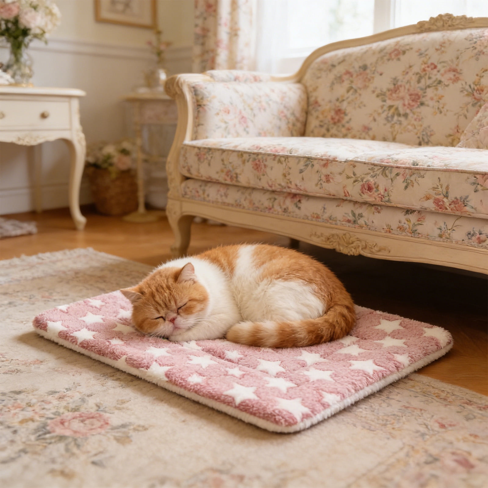 Fasiaou 1 Counts Winter Pet Bed Mat with Star Design Reversible Fleece ...