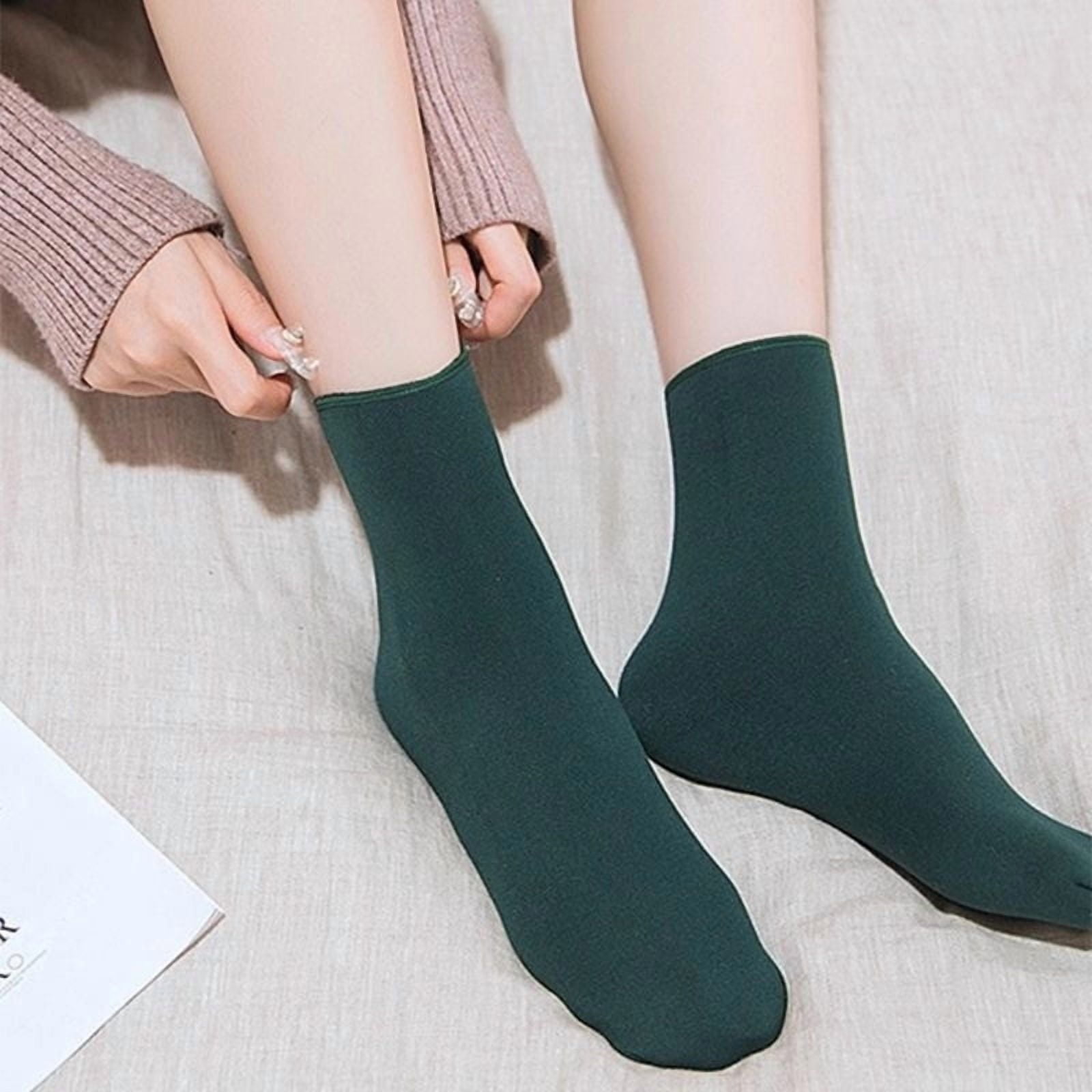 Fasiaou 1 Pair Autumn Winter Thickened Fleece Lined Socks for Women ...
