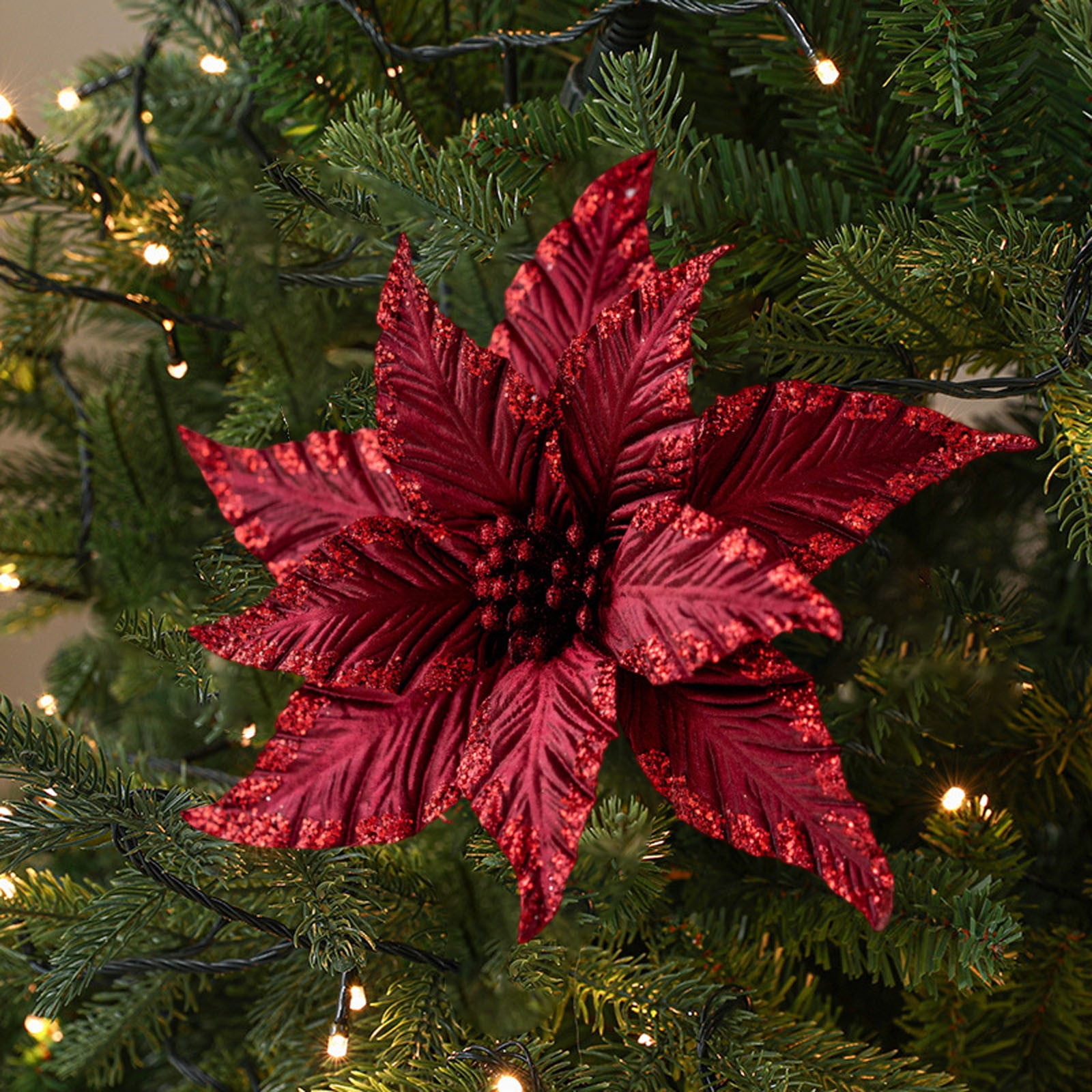 Fasiaou 1 Pcs 9.8'' Christmas Flowers Christmas Magnolia Flowers ...