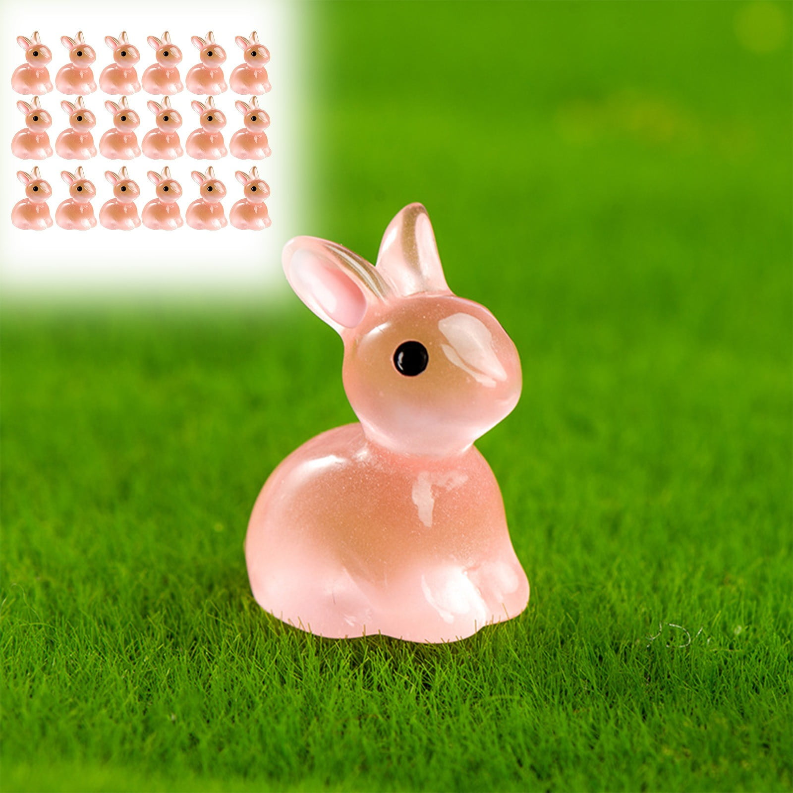 Fasiaou 14 PCS Luminous Mini Resin Bunny Tiny Plastic Rabbits Glow in ...