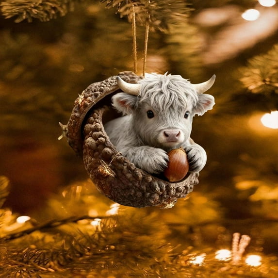 Fasiaou 2 Counts Forest Animals Christmas Tree Ornaments Acrylic ...