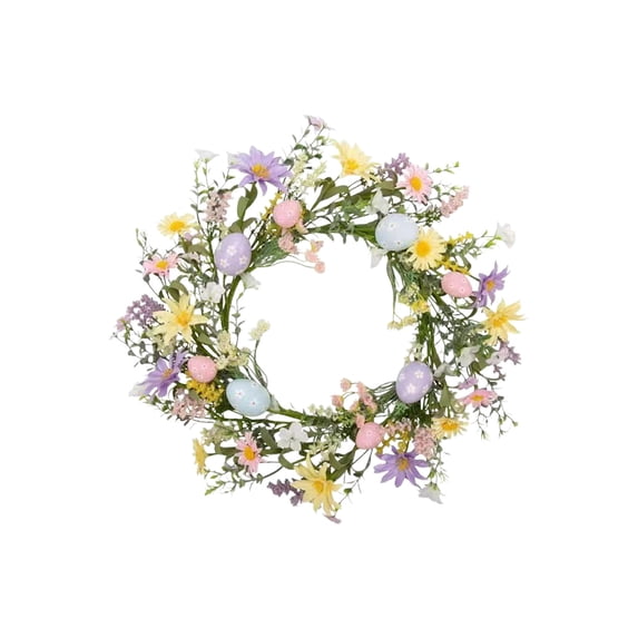 Fasiaou 20-Inch Easter Wreath with Spring Theme Decorative Eggs Berries ...