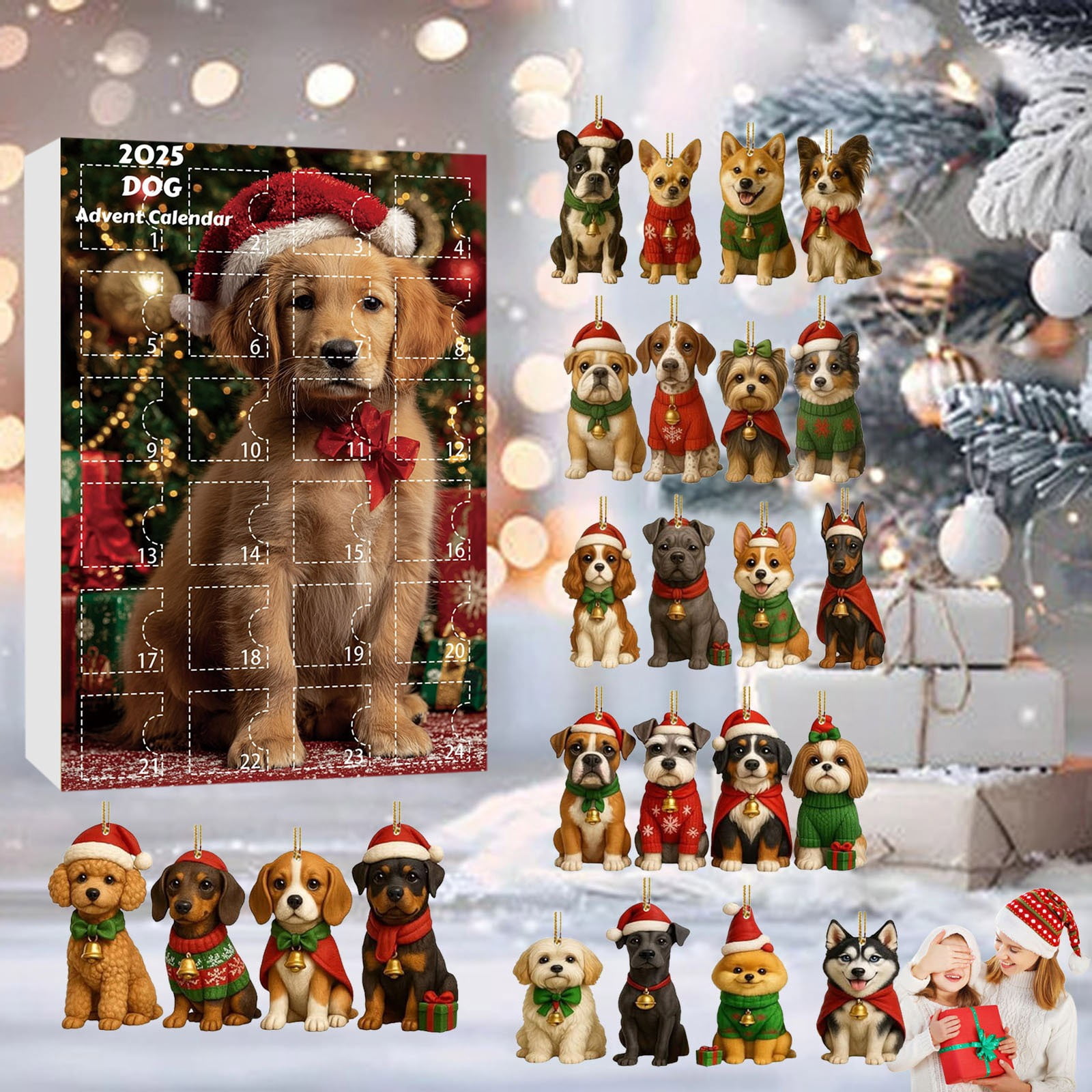 Fasiaou 3 Counts Advent Calendar for Dog Lovers 24 Days of Festive Pup ...