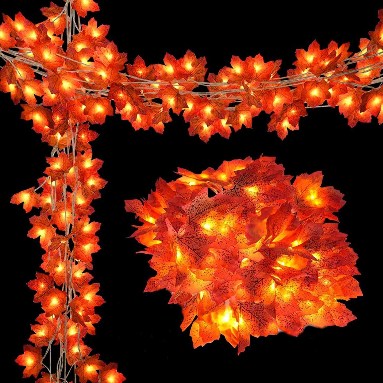 Fasiaou 3 Packs Thanksgiving Maple Leaf Lights String USB Powered 6M ...