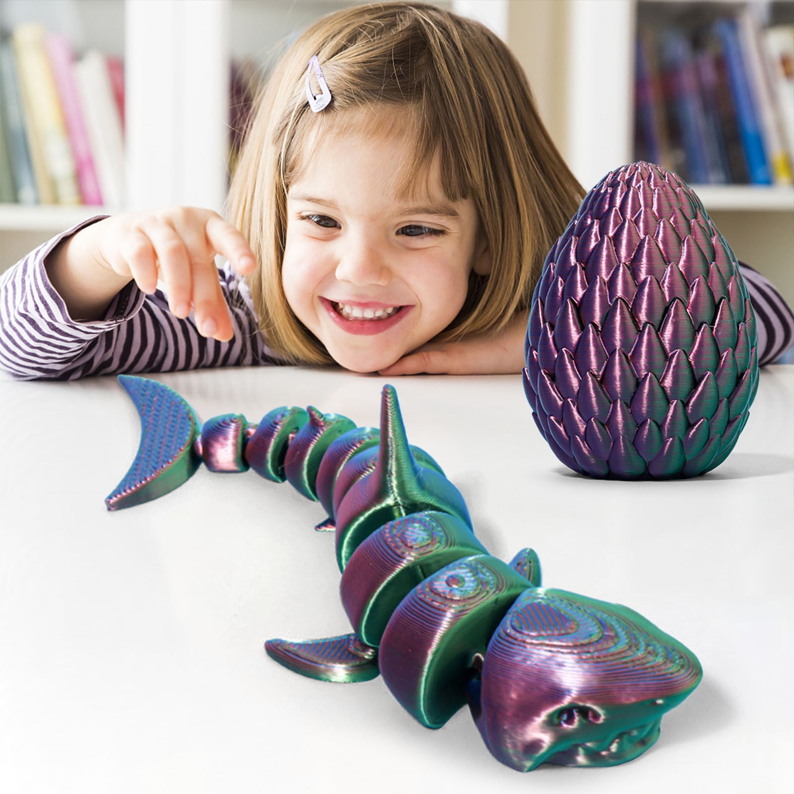 Fasiaou 3D Printed Shark Toy, 3D Printed Shark Egg with Articulated ...