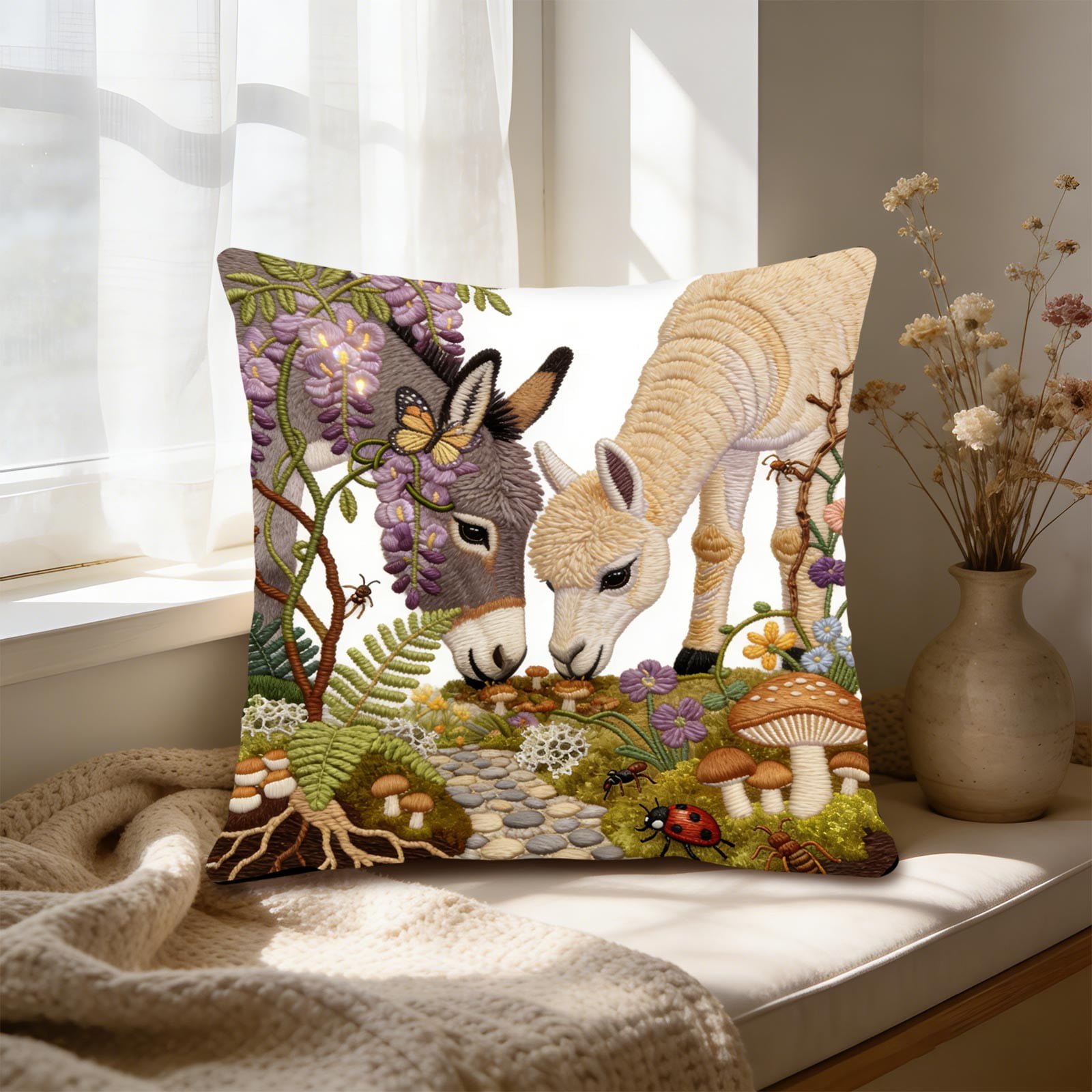 Fasiaou 4 Counts Animal Theme 3D Printed Decorative Pillow Cover 18 ...