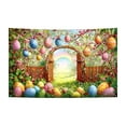 Fasiaou 4 Counts Easter Party Backdrop with Egg Bunny Design, Vinyl ...