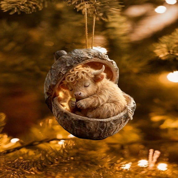 Fasiaou 4 Counts Forest Animals Christmas Tree Ornaments Acrylic ...