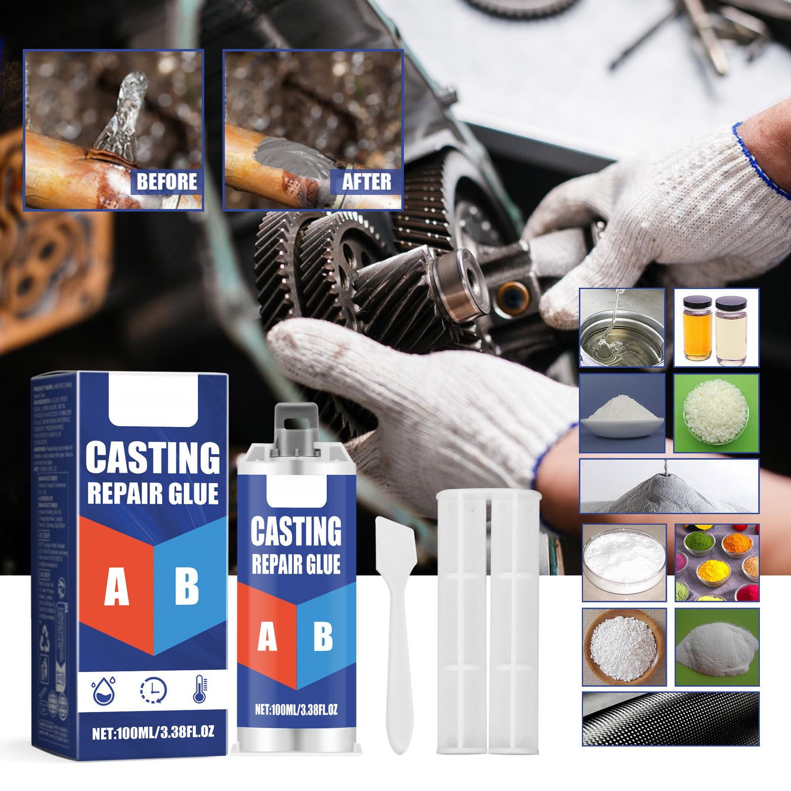 Fasiaou 4 Counts Heavy Duty Metal Repair Epoxy Putty High Strength ...