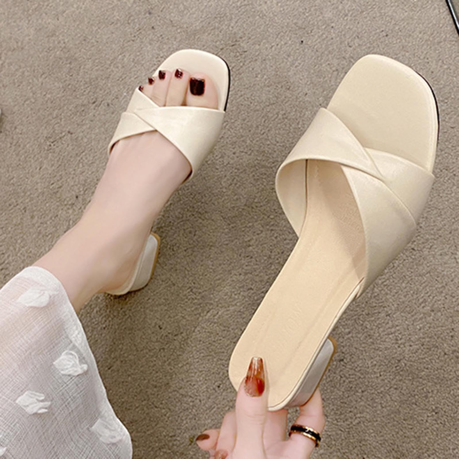 Fasiaou 4 Counts Women's Mesh Slide Sandals Comfortable Open Toe Flat ...