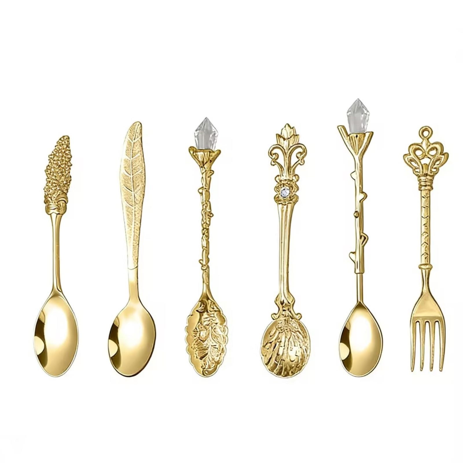 Fasiaou 6PCS Retro Spoons, Coffee Spoons, Vintage Carved Teaspoons ...