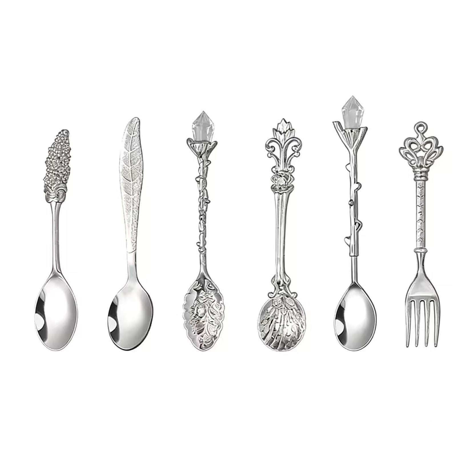 Fasiaou 6PCS Retro Spoons, Coffee Spoons, Vintage Carved Teaspoons ...