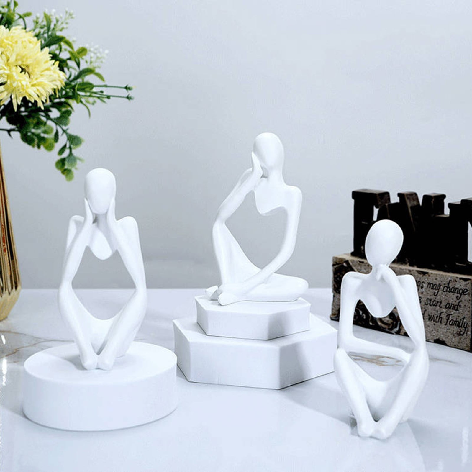 Fasiaou Abstract Miniature Figure Sculpture Resin Furniture Living Room ...