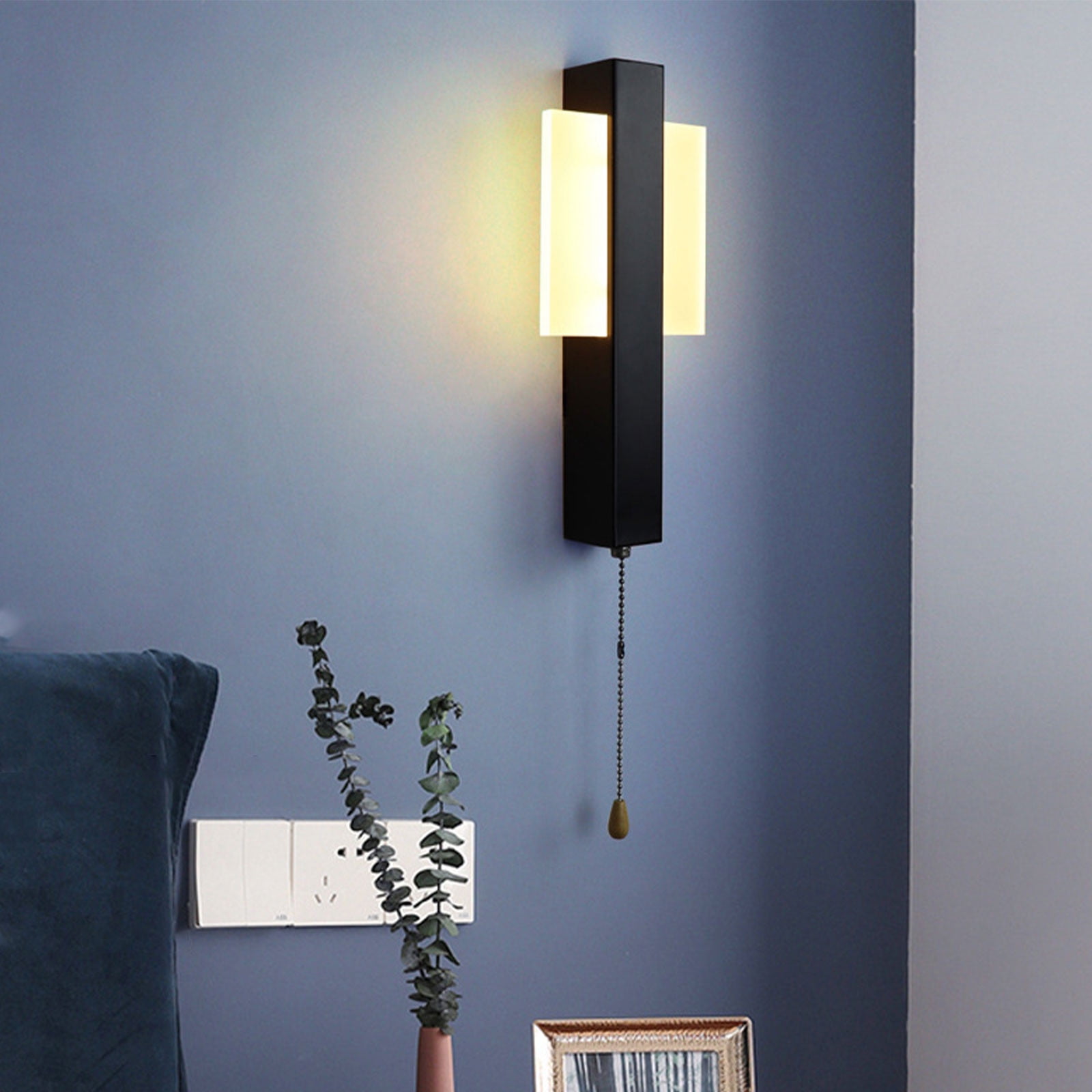 Fasiaou Black LED Wall Sconces 1 Pack Indoor Modern Wall Lights ...