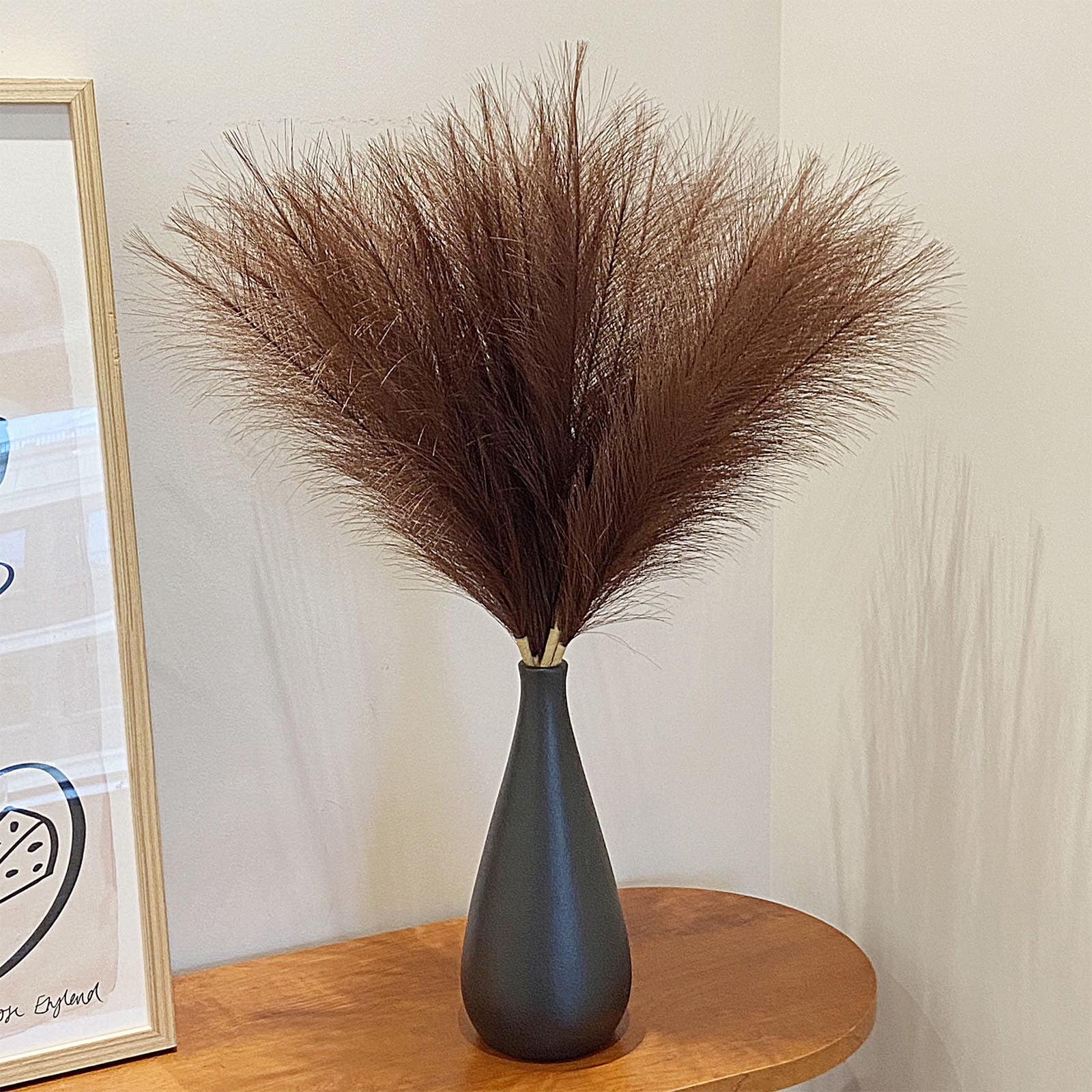 Fasiaou Black Pampas Grass Decor, Faux Pampas Grass, Short Artificial Pompous Grass for Gothic ...