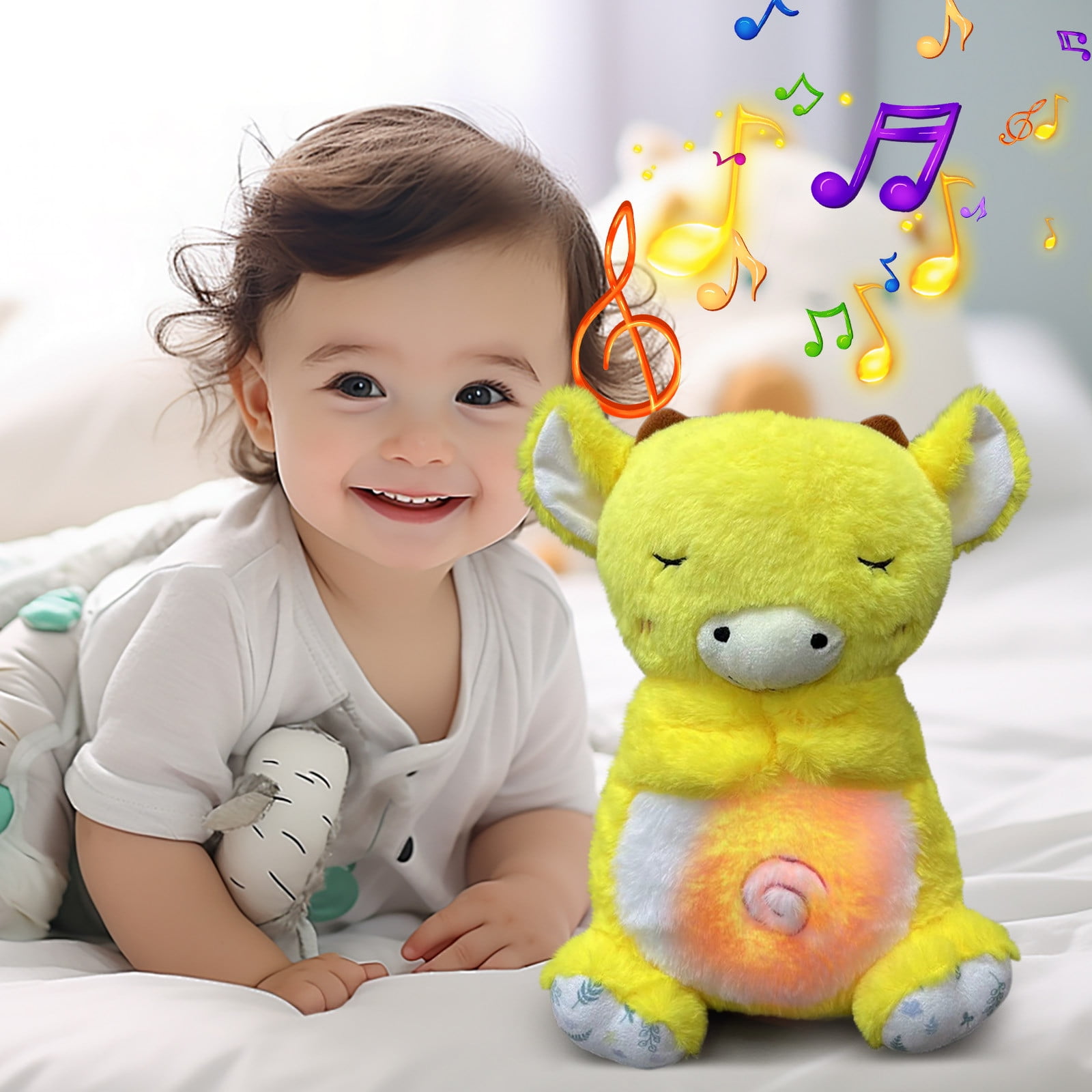 Fasiaou Breathing Stuffed Animal,13 inch Portable Plush Baby Toy ...