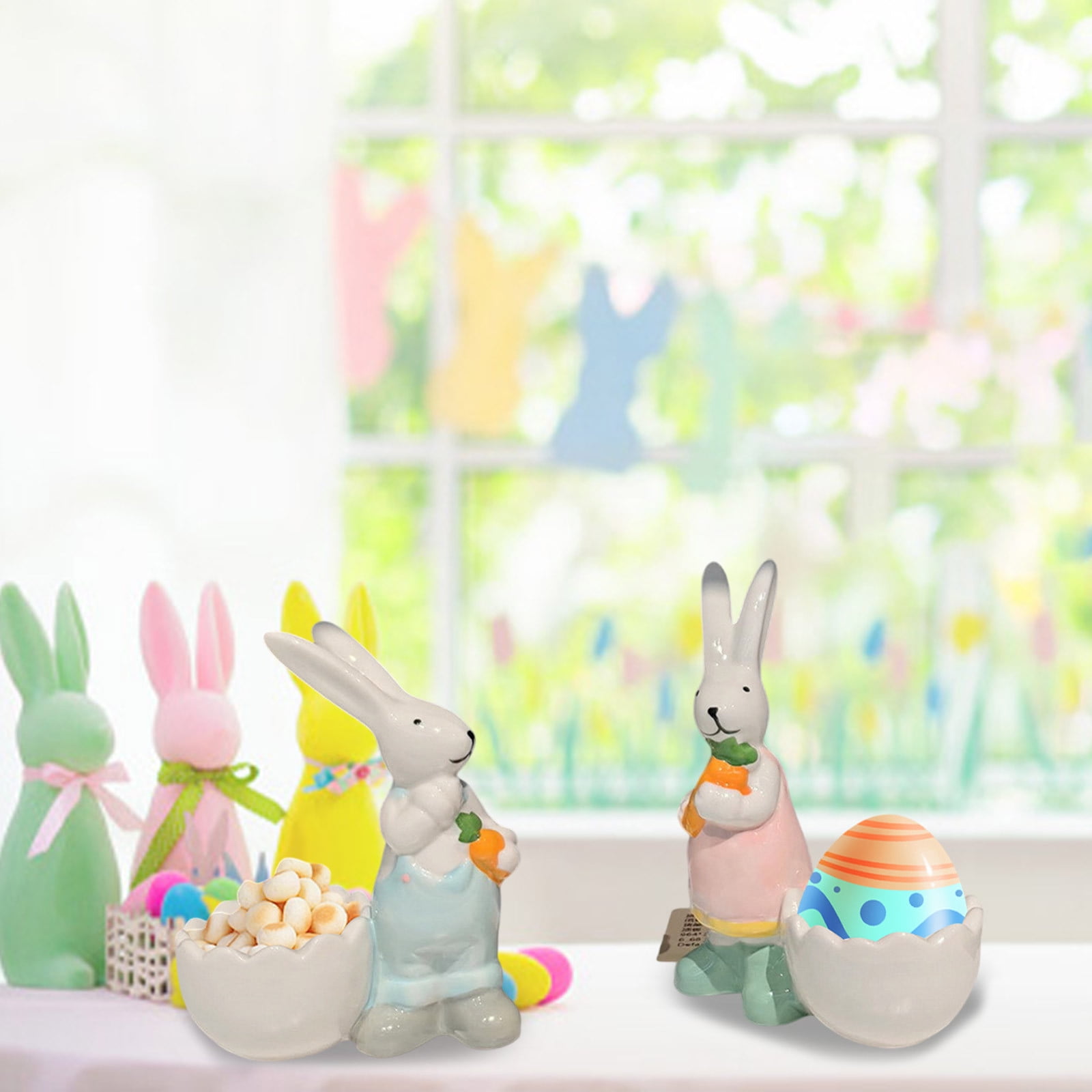 Fasiaou Bunny Candy Dish Easter Rabbit Ceramic Candy Bowl with Bunny ...