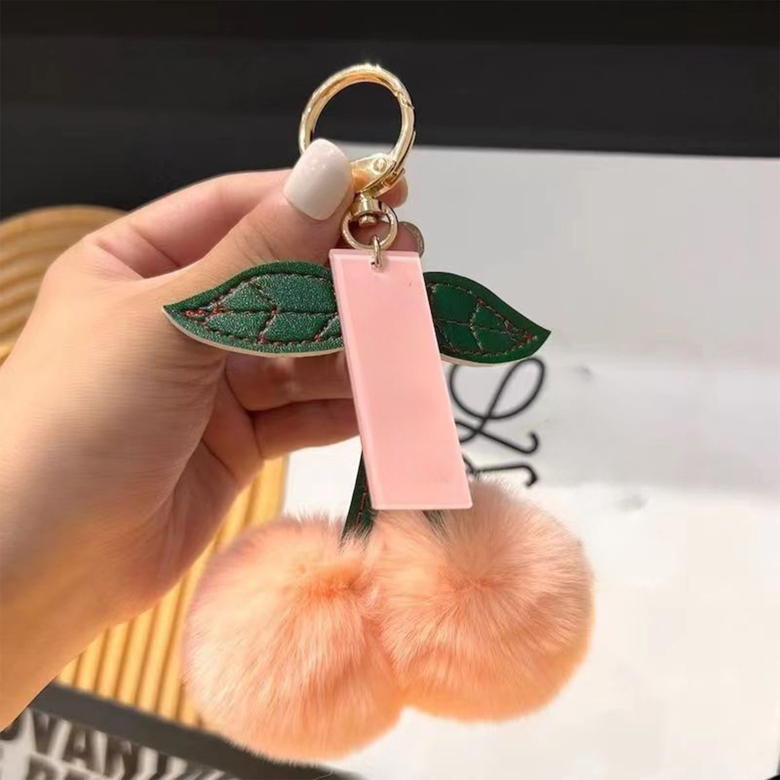 Fasiaou Cherry Plush Keychain, Cherry Fruit Keychain Plush Metal Buckle Keyring Cherry Backpack ...