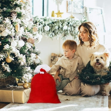 Red Velvet Santa Bag, Large Santa Bags with Drawstring Santa for ...