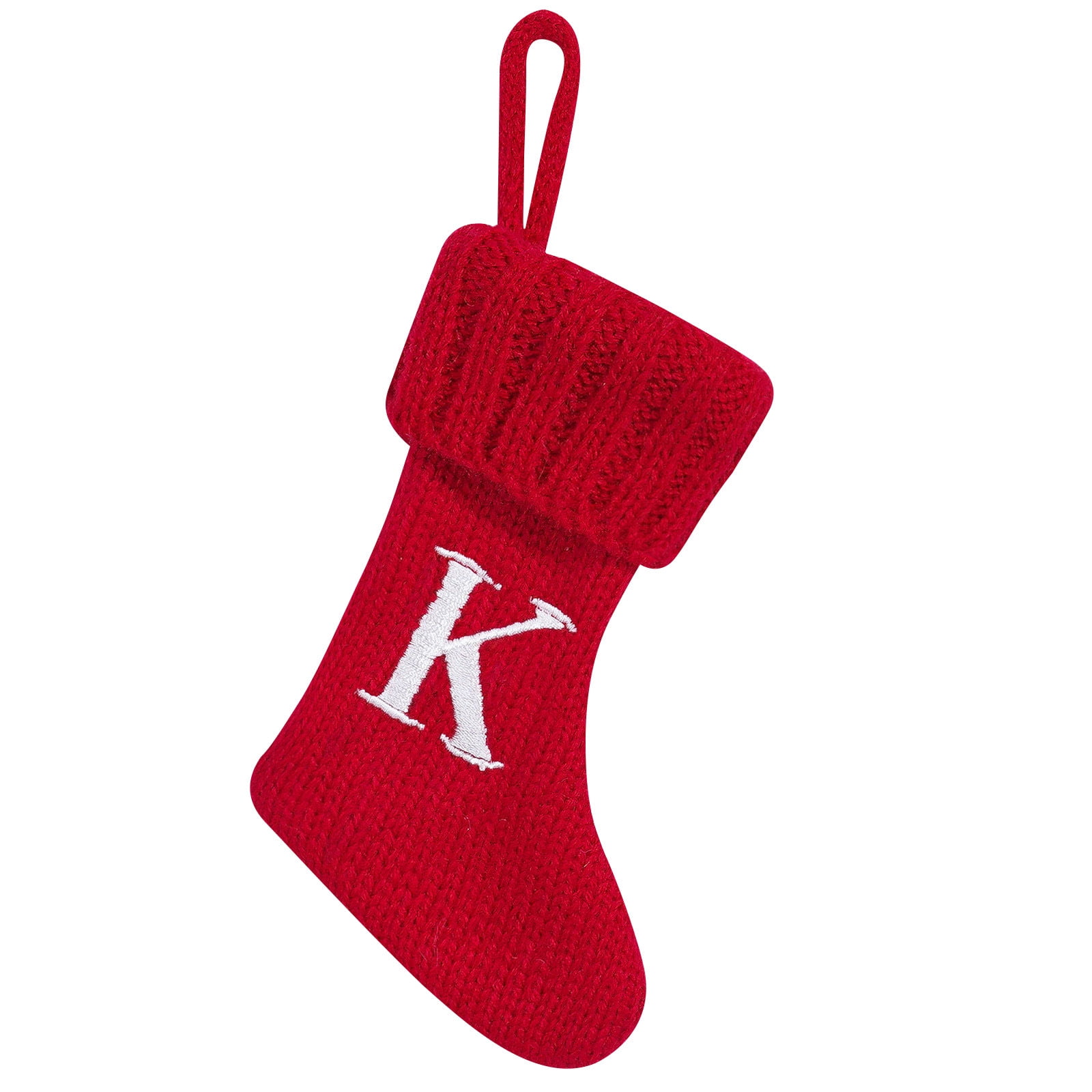 Fasiaou Christmas Stockings, 4.3 inch Embroidered Initial Letter Cable ...