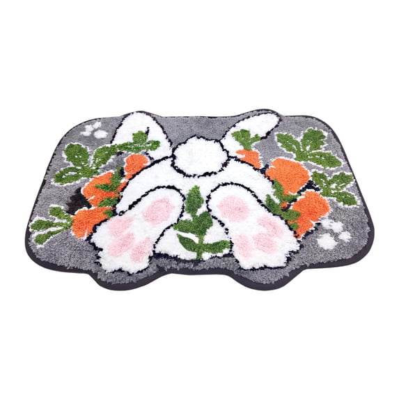 Fasiaou Easter Bunny Egg Shaped Bathroom Mat with Non-Slip Backing for ...