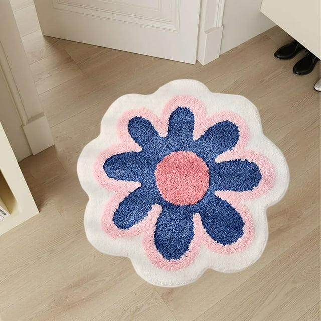 Fasiaou Flower Floor Mat Bathroom Kitchen Entrance Absorbent Mat Porch ...