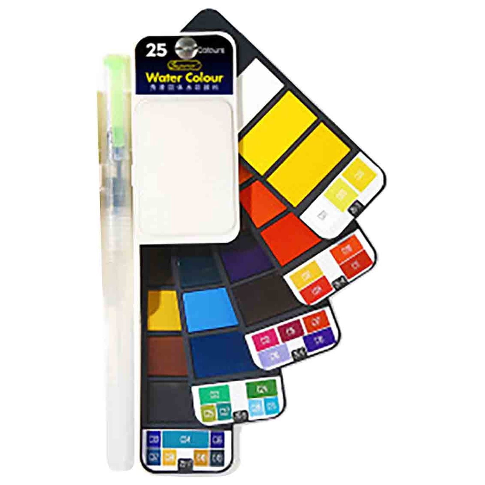 Fasiaou Folding Fan Shaped Solid Watercolor Pigment Set Portable ...