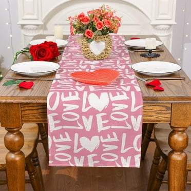 Eucalyptus Hearts Valentine's Day Table Runner, Holiday Kitchen Dining ...