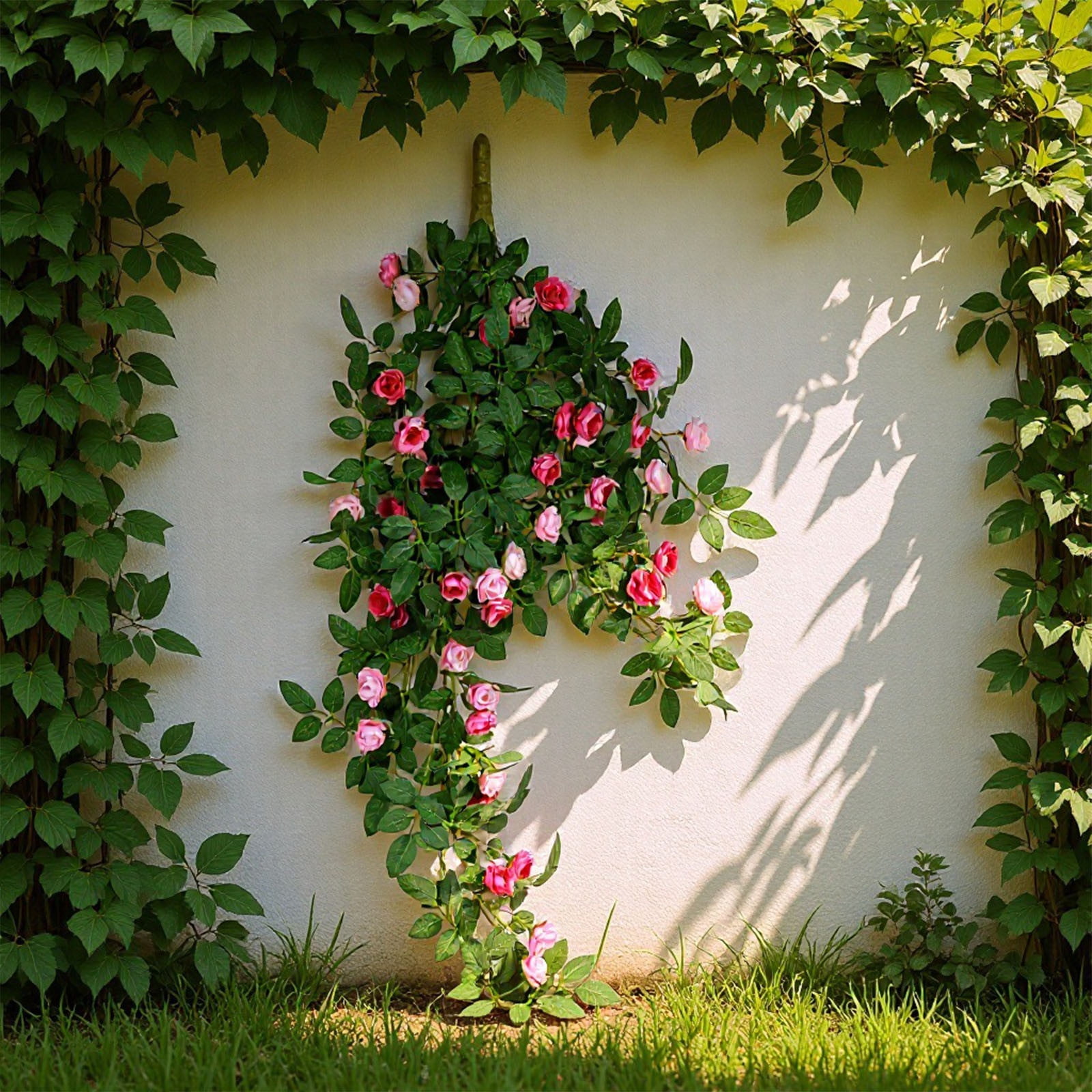 Fasiaou Rose and Green Plants and Vines Wall Decoration,As Show ...