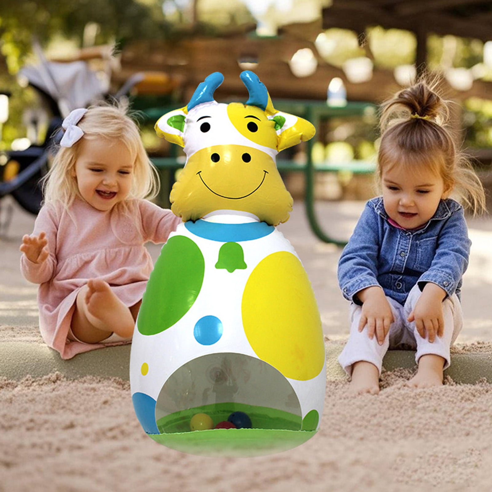 Fasiaou Store 1 Packs Inflatable Cow Toy with Built In Balls Funny ...