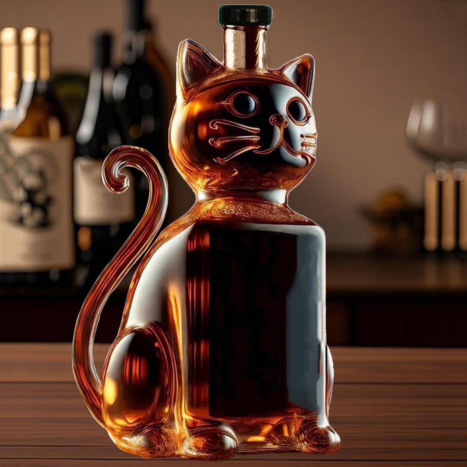 Fasiaou Store 3 Packs Kitty Whiskey Bottle High Borosilicate Glass ...
