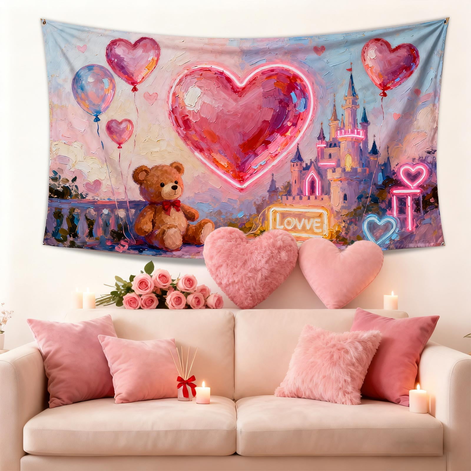 Fasiaou Valentine's Day Backdrop, Happy Valentine's Day Banner for ...