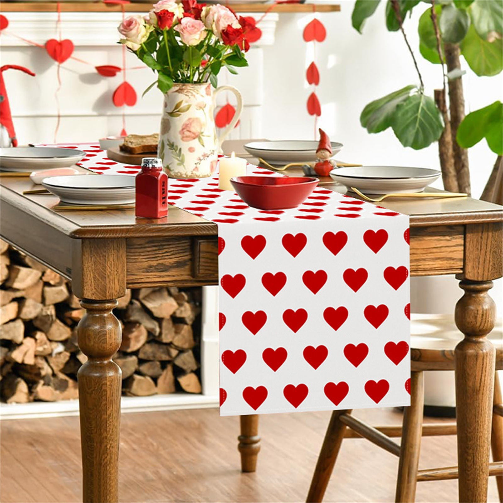 Fasiaou Valentine's Day Flower Table Flag Holiday Party Kitchen Living ...