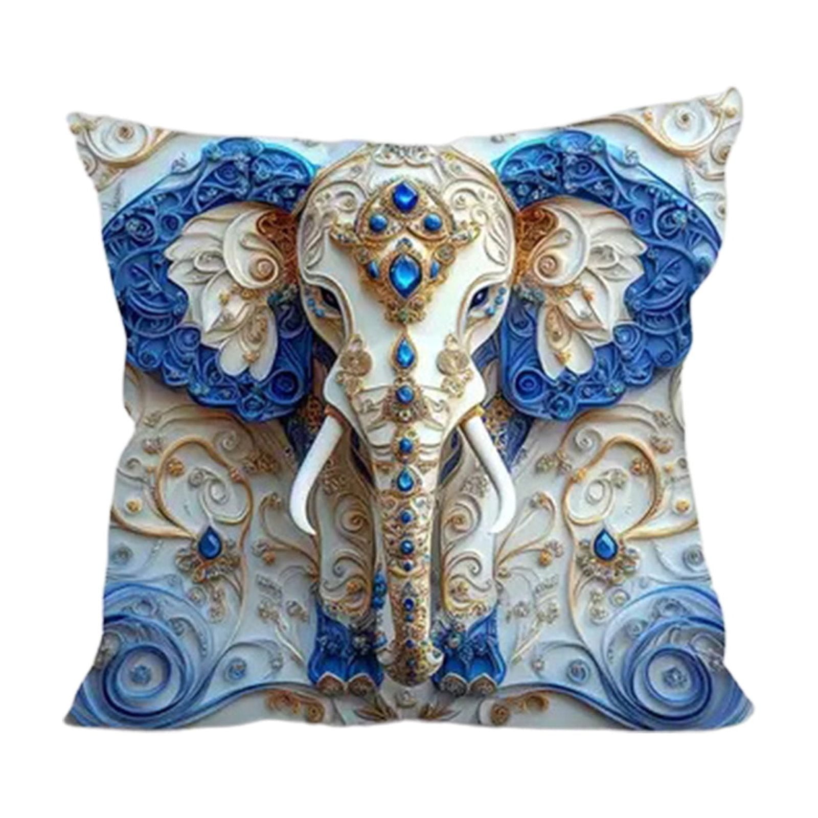 Fasiaou Vintage Style Elephant Print Pillowcase Crafted from Soft Short ...