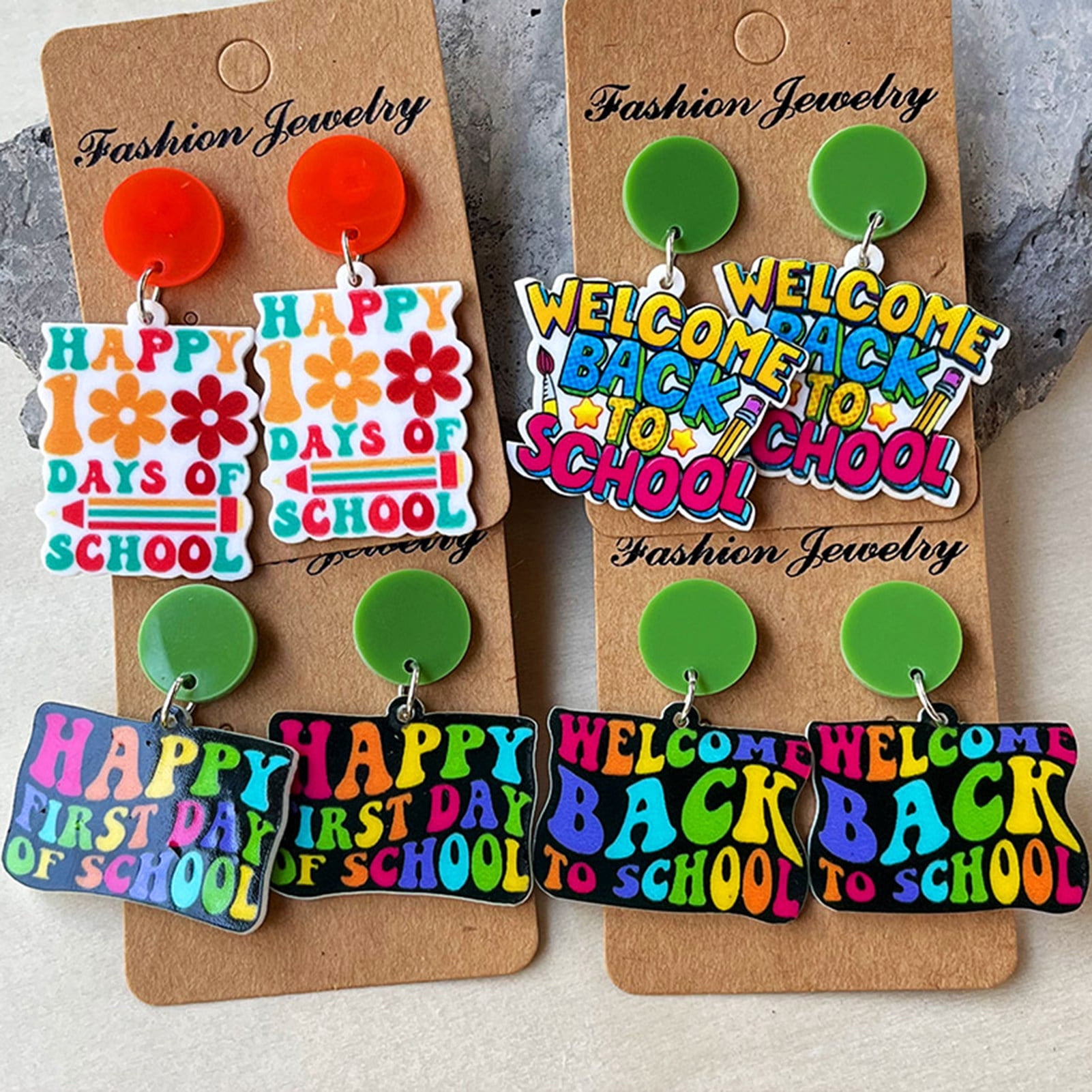 Fasijew Funny Teacher Earrings Lightweight Acrylic Earrings 530，Back To ...