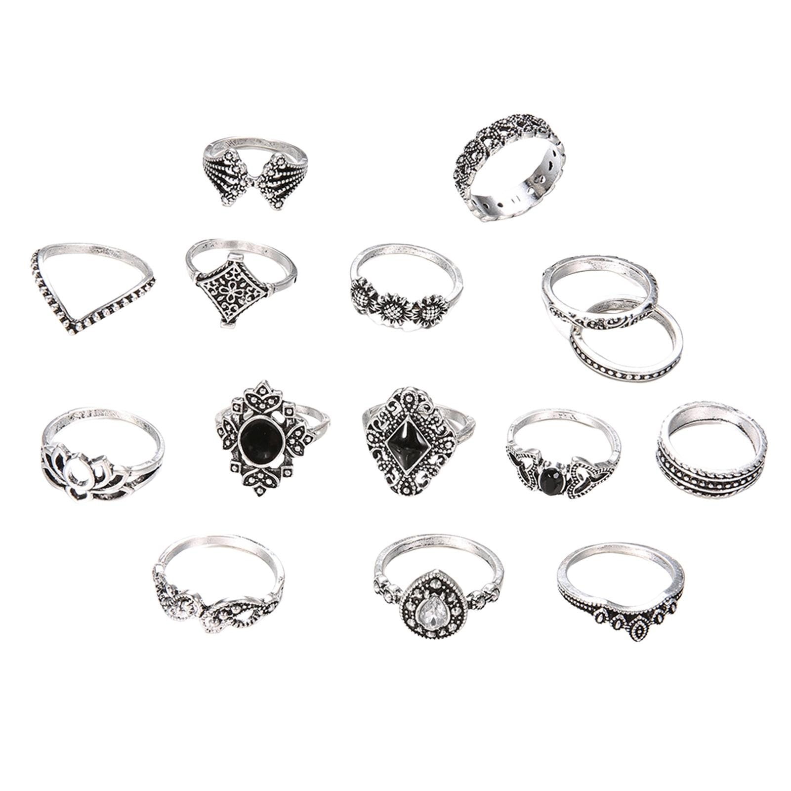 Fasijew Non-allergenic Statement Ring Elegant Anemone Ring 15-Piece ...