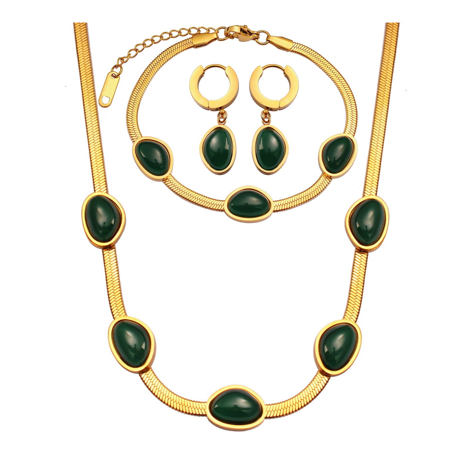 Fasijew Oval Faux Emerald Necklace Formal Occasion Jewelry Faux Emerald ...
