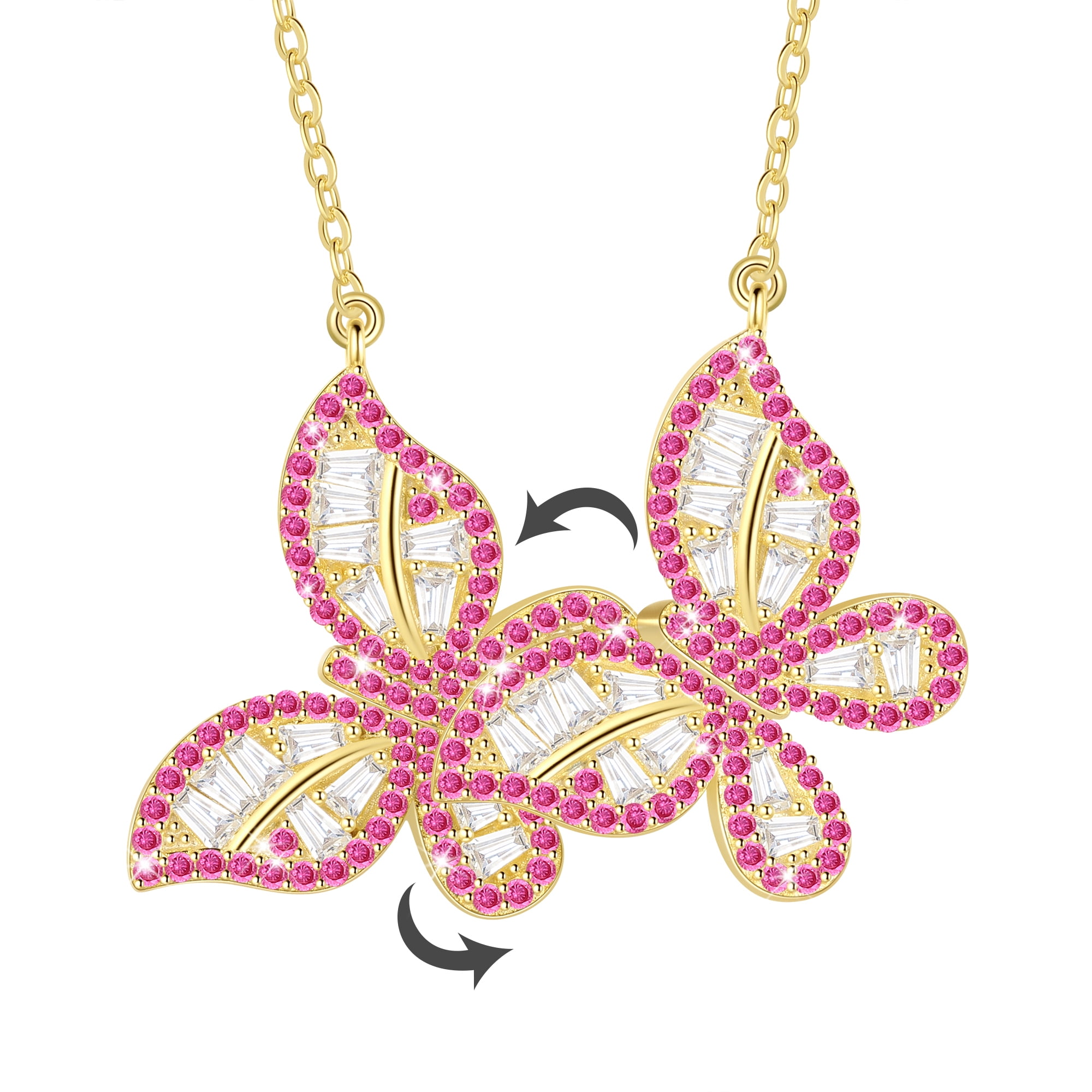 Fasjewly 14K Gold over Sterling Silver Butterfly Necklace,Movable ...