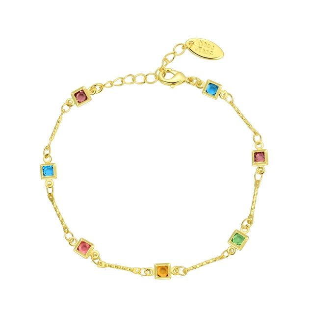 Fasjewly 18K Real Gold Plated Multi-Color Gemstones Bracelet|Womens CZ Inlaid Bracelet|Jewelry ...