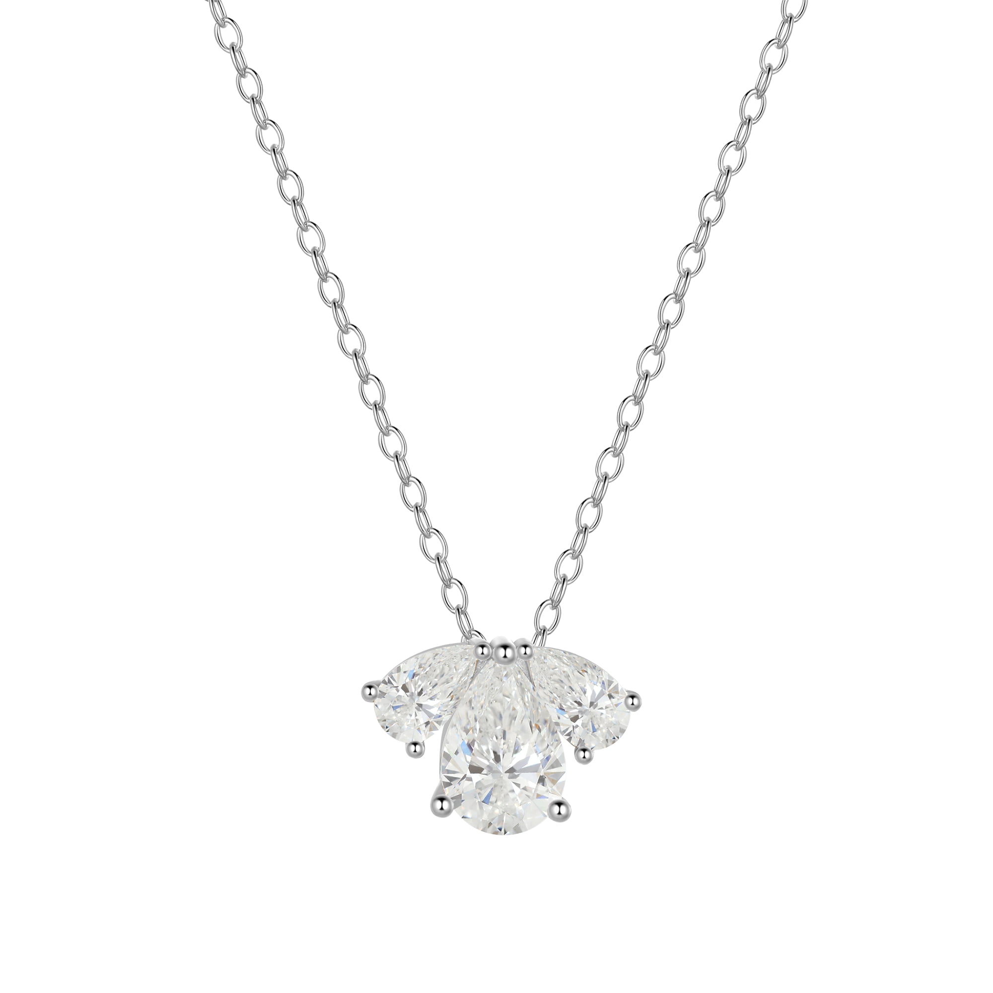 Fasjewly 925 Sterling Silver Dainty Necklace,Pear Cubic Zirconia Cute ...