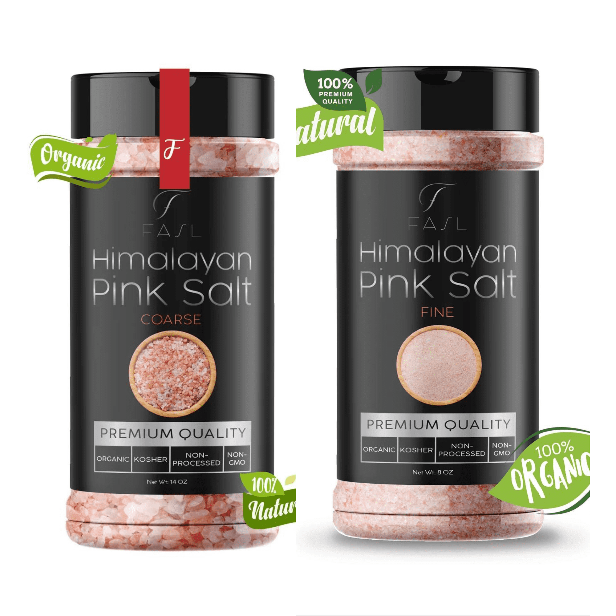 Fasl - Premium Pink Fine Salt (8Oz) & Coarse Pink Salt (14Oz) - Walmart.com