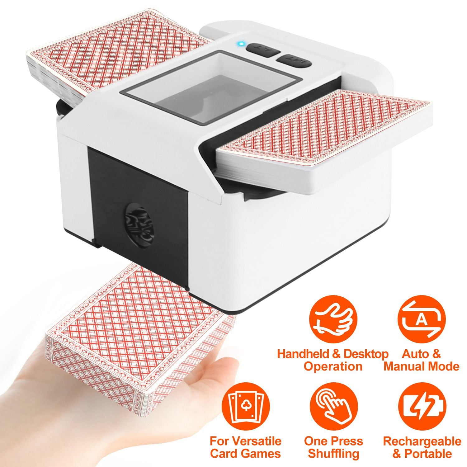 Fast 2-Deck Rechargeable Card Shuffler – 2-Sec Shuffle, Auto & Manual ...