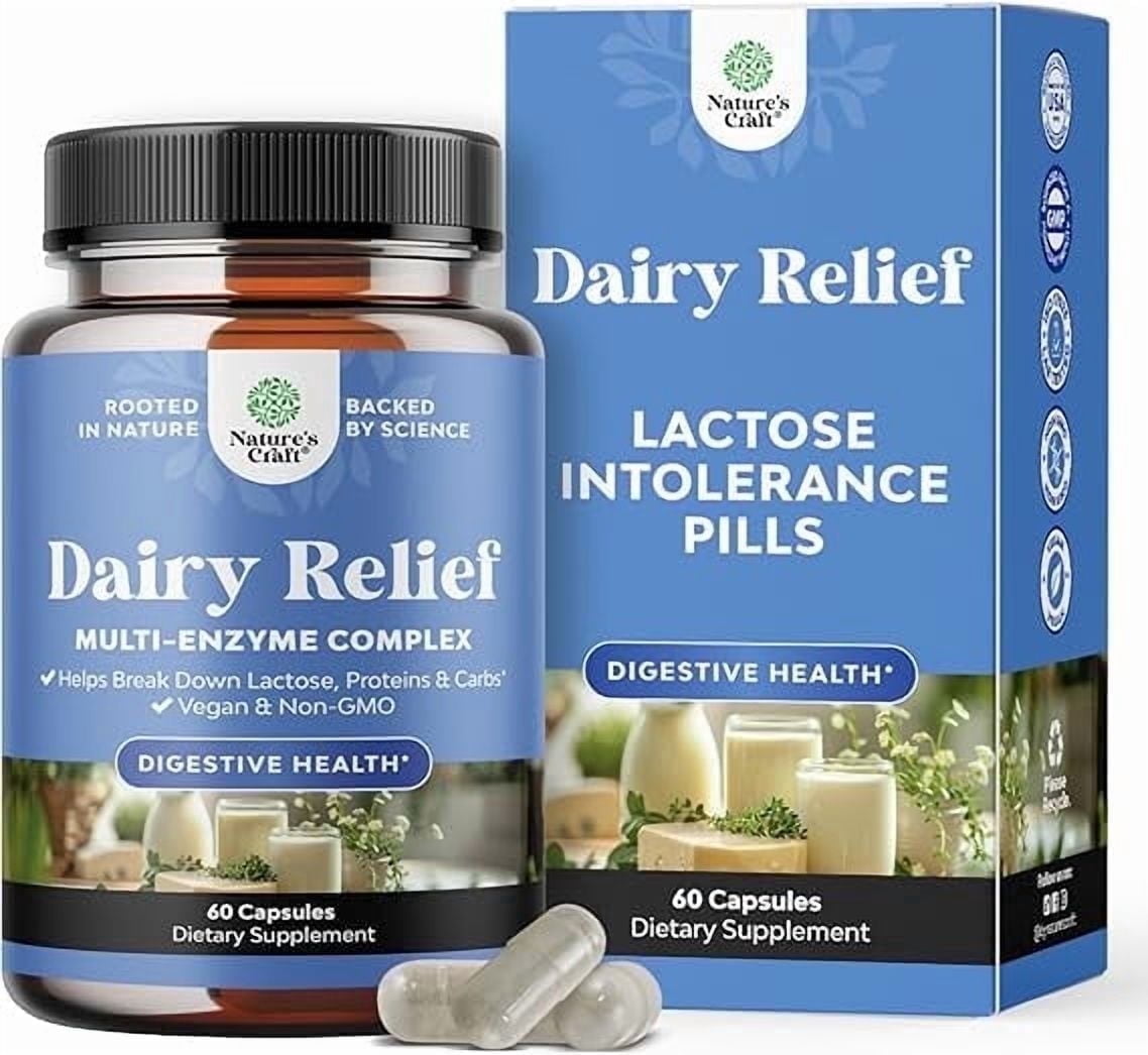 Natures Craft Dairy Relief Lactose Intolerance Pills for Digestive ...