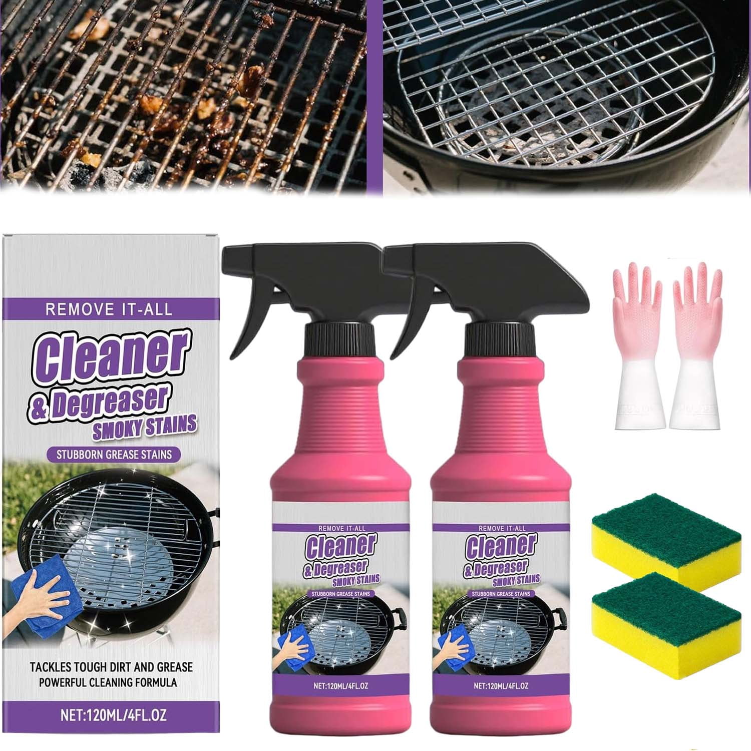 Fast-Acting Heavy-Duty Grill Degreaser Spray, 4FL OZ Heavy-Duty BBQ ...