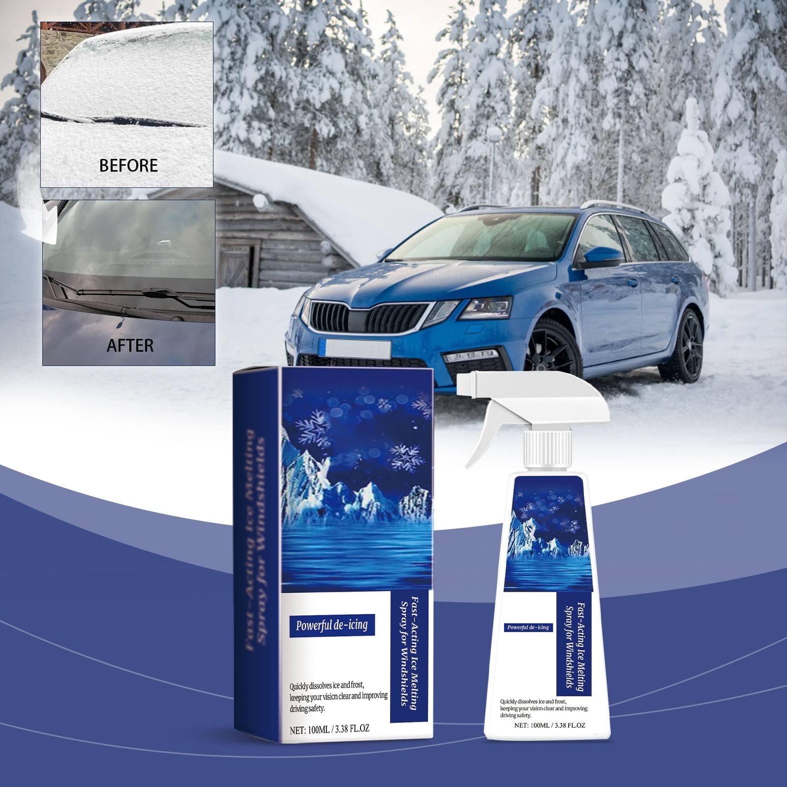 Fast-Acting Ice Melting Spray for Windshields, 2025 New 100ml Deicer ...